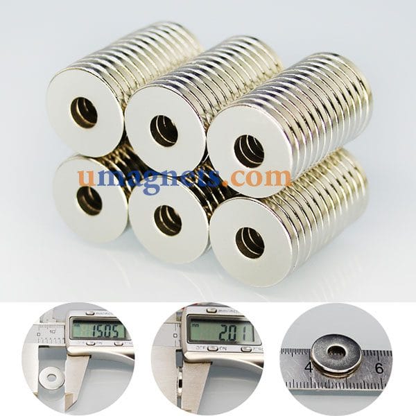 N35 15mm OD x 5mm ID x 2mm Thick Neodymium Ring Magnets Super Strong ...