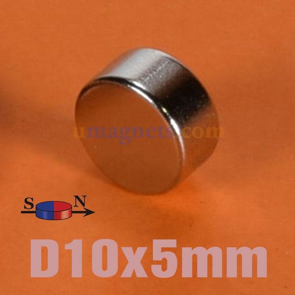 10mm x 5mm Diametrically Magnetized Disc Magnet Neodymium Round Magnets ...