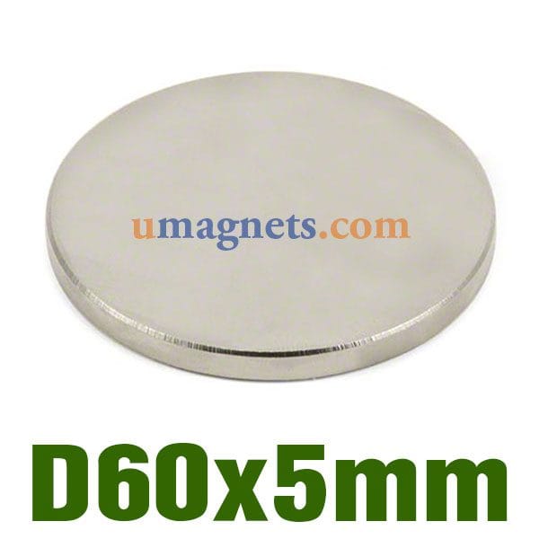 60mm dia x 5mm thick N42 Neodymium Magnet Disk Super Strong Rare Earth ...