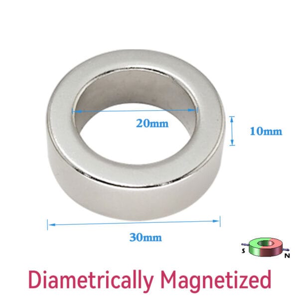 30mm x 20mm x 10mm Thick Strong Diametrically Magnetized Neodymium Ring ...