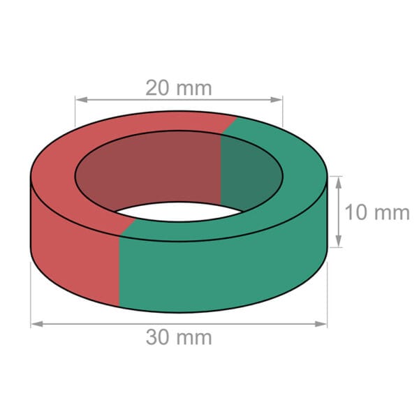 30mm x 20mm x 10mm Thick Strong Diametrically Magnetized Neodymium Ring ...
